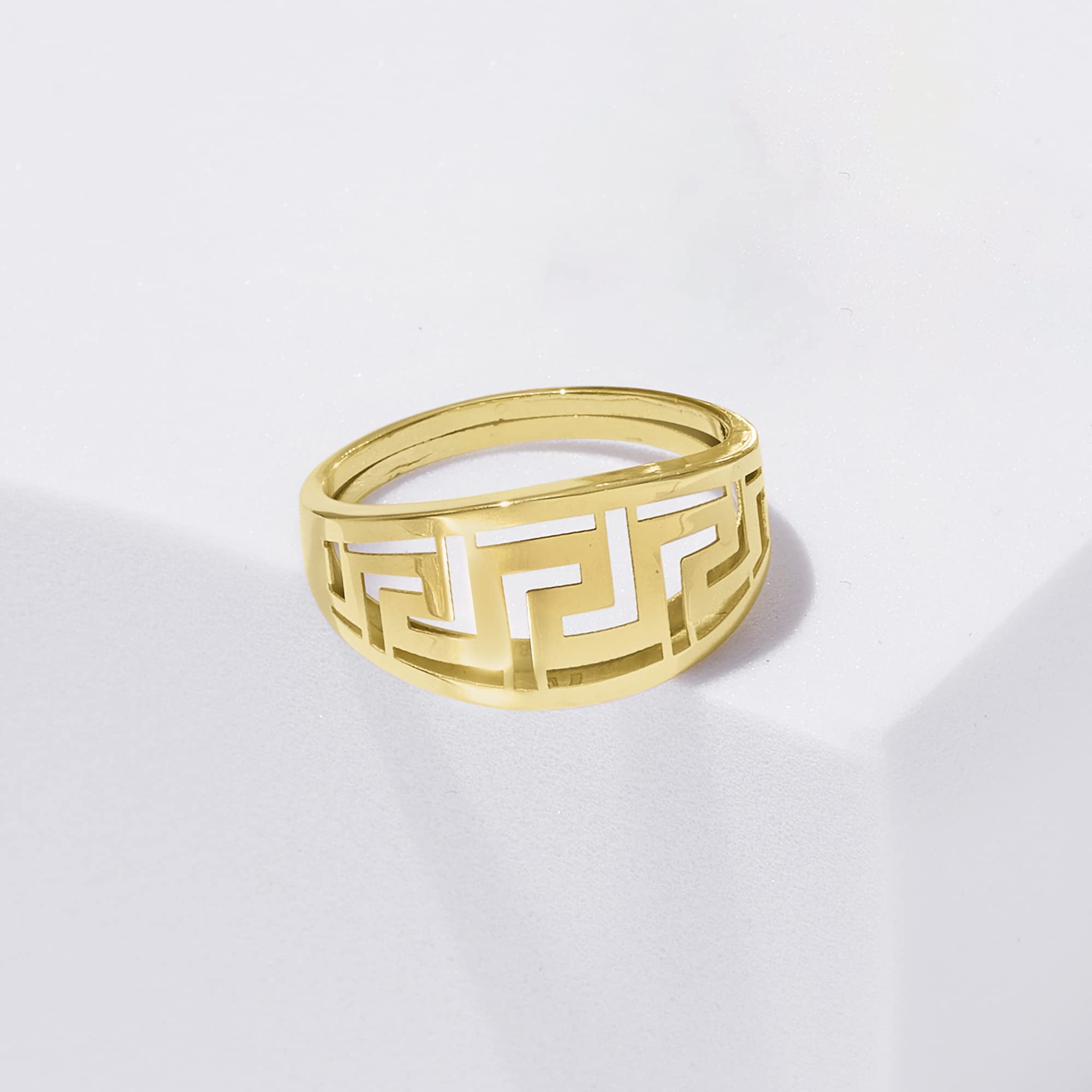 Ross-Simons Italian 14kt Yellow Gold Greek Key Ring. Size 5