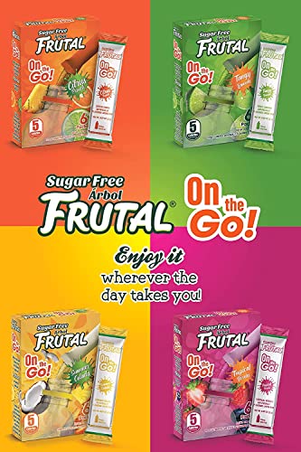 Powdered Drink Mix Variety Pack, Sugar Free! – Fruity flavors - Summer Colada, Tangy Limeade, Citrus Punch & Tropical Berries Packets (30 Count of Stick Packs) - Frutal On-The-Go!