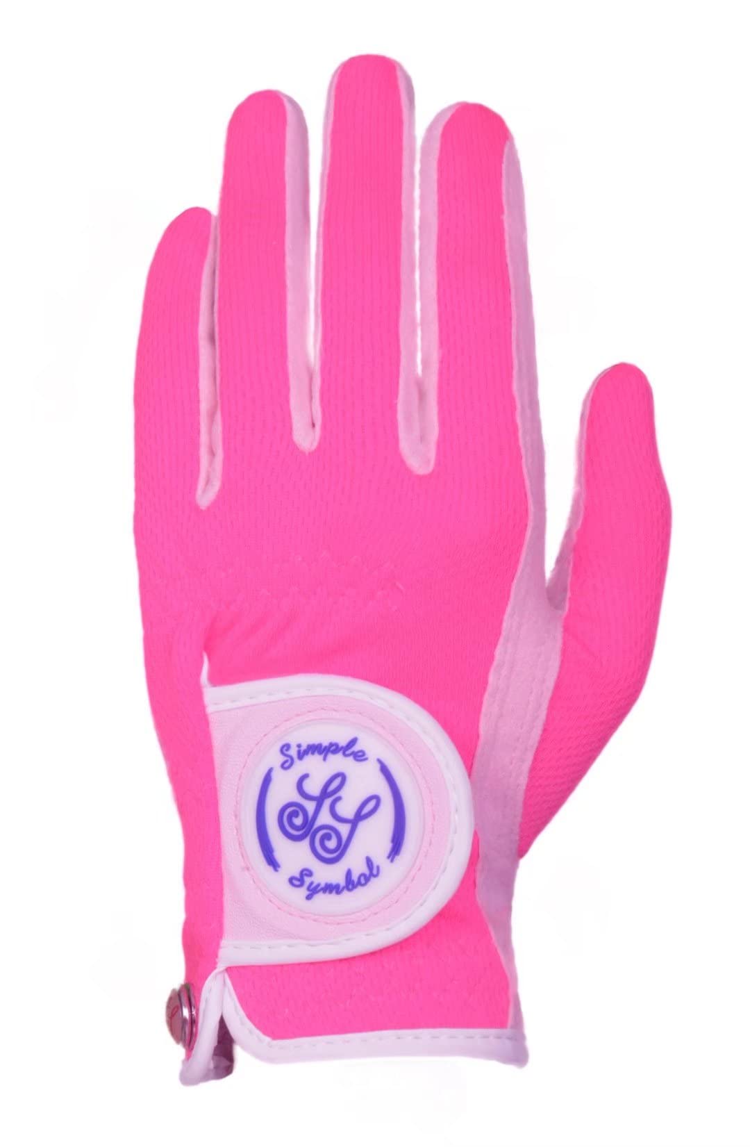 SIMPLE SYMBOL Women's RainGrip Golf Glove,Hot Wet Weather Comfort,Six Pack (Six Left Hand Or Six Right Hand) Four Colors,Pink/Purple/White/Green, Left Hand Right Hand(Pink,S,Left)