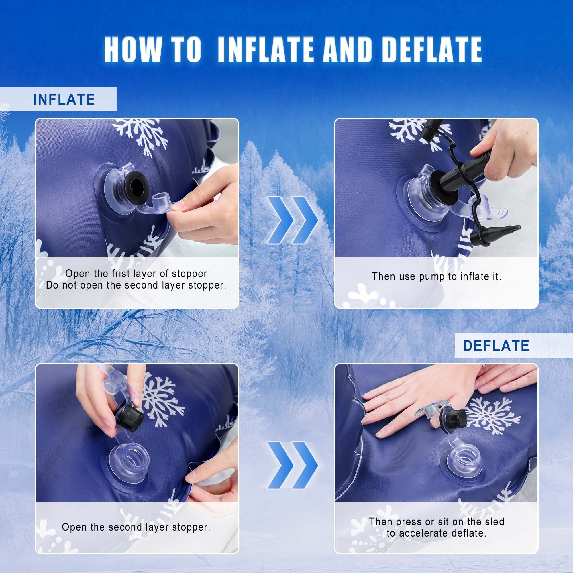 Snow Tube Sled, 47 Inch Thickened Inflatable Snow Sledding Tube with Backrest and Reinforced Handles for Winter Outdoor Fun