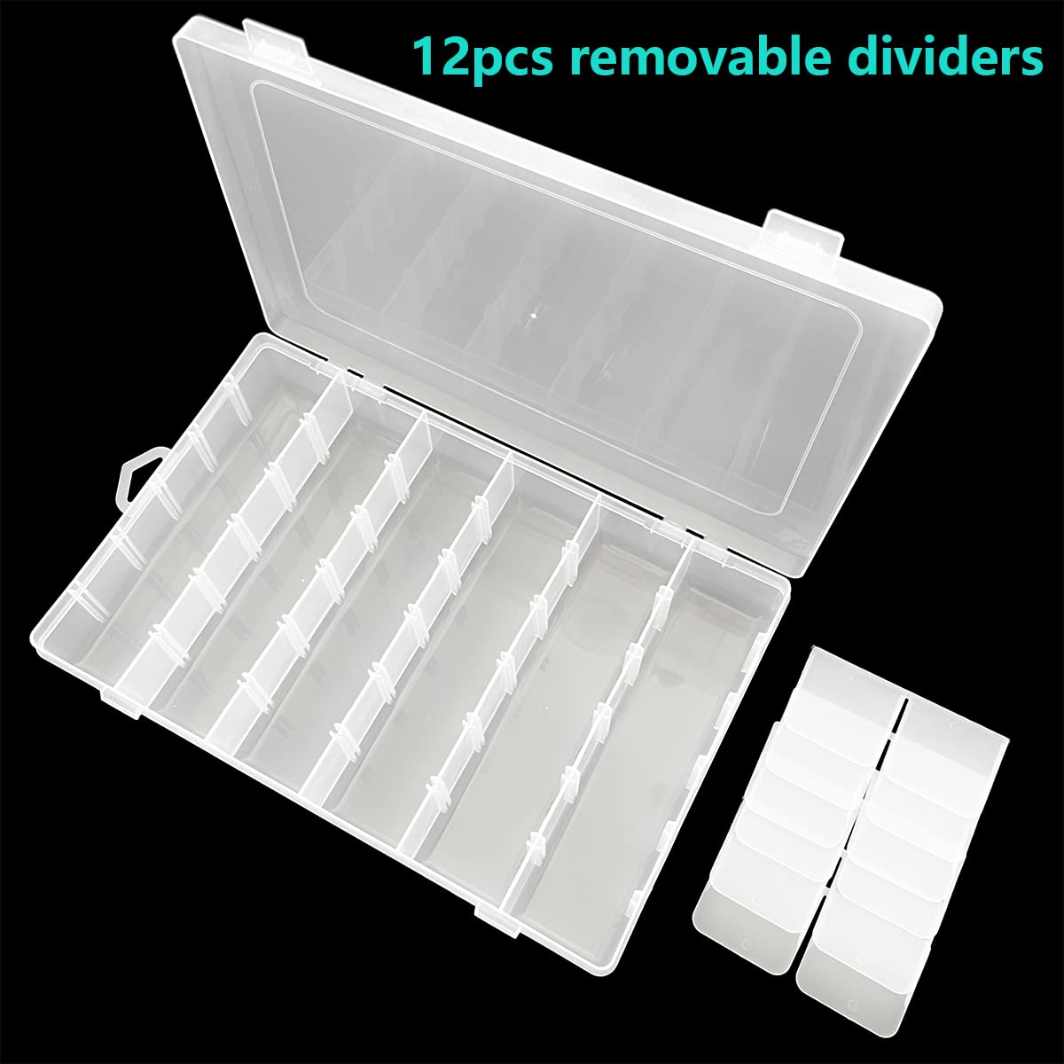 UperUper Fishing Tackle Boxes, Transparent Fish Tackle Storage with Adjustable Dividers, Plastic Box Organizer Tackle Trays, 18/36 Grids Fishing Lure Container