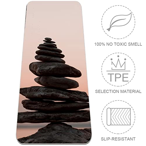Yoga Mat, Yoga Mats for Home Workout, Workout Mat, Exercise Mats, Pilates Mat, Stones Stacks Landscape pattern