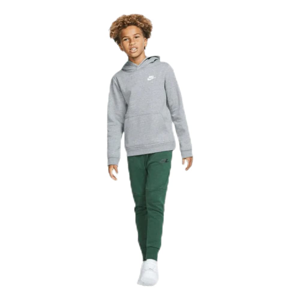 Nike Boy's NSW Pull Over Hoodie Club, Carbon Heather/White, Large