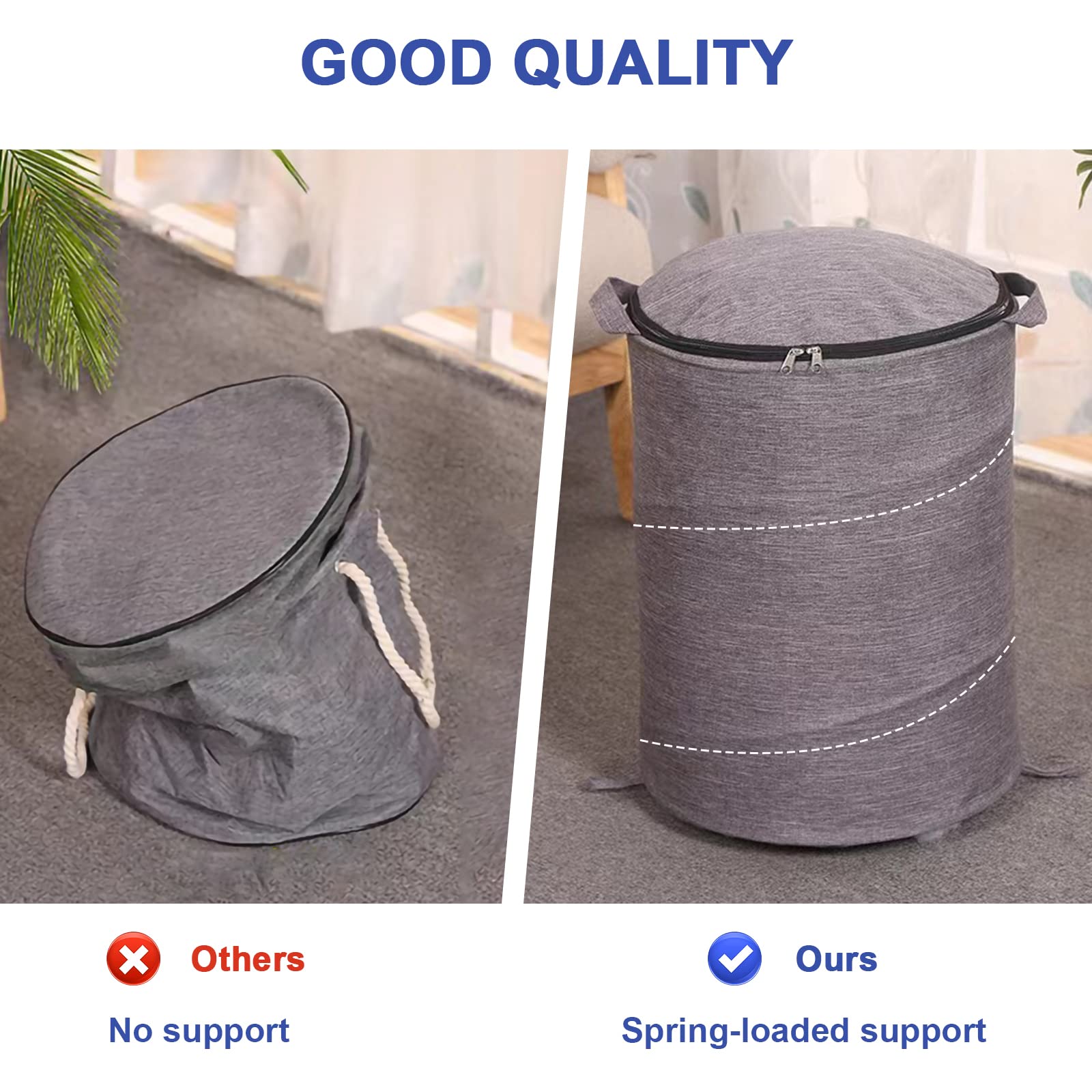 QWTMKTE Toy Storage Organizers and Play Mats, Large Toy Baskets, Toy Storage Bins for Building Bricks & Blocks, Washable, Foldable Canvas Baskets, Toy Clean Up for Kids (Gray)