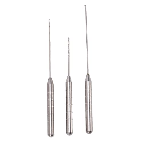Uxsiya Fishing Bait Needle Set, Anti Rust Portable 3 in 1 Fishing Baiting Rig Tool Set for Outdoors