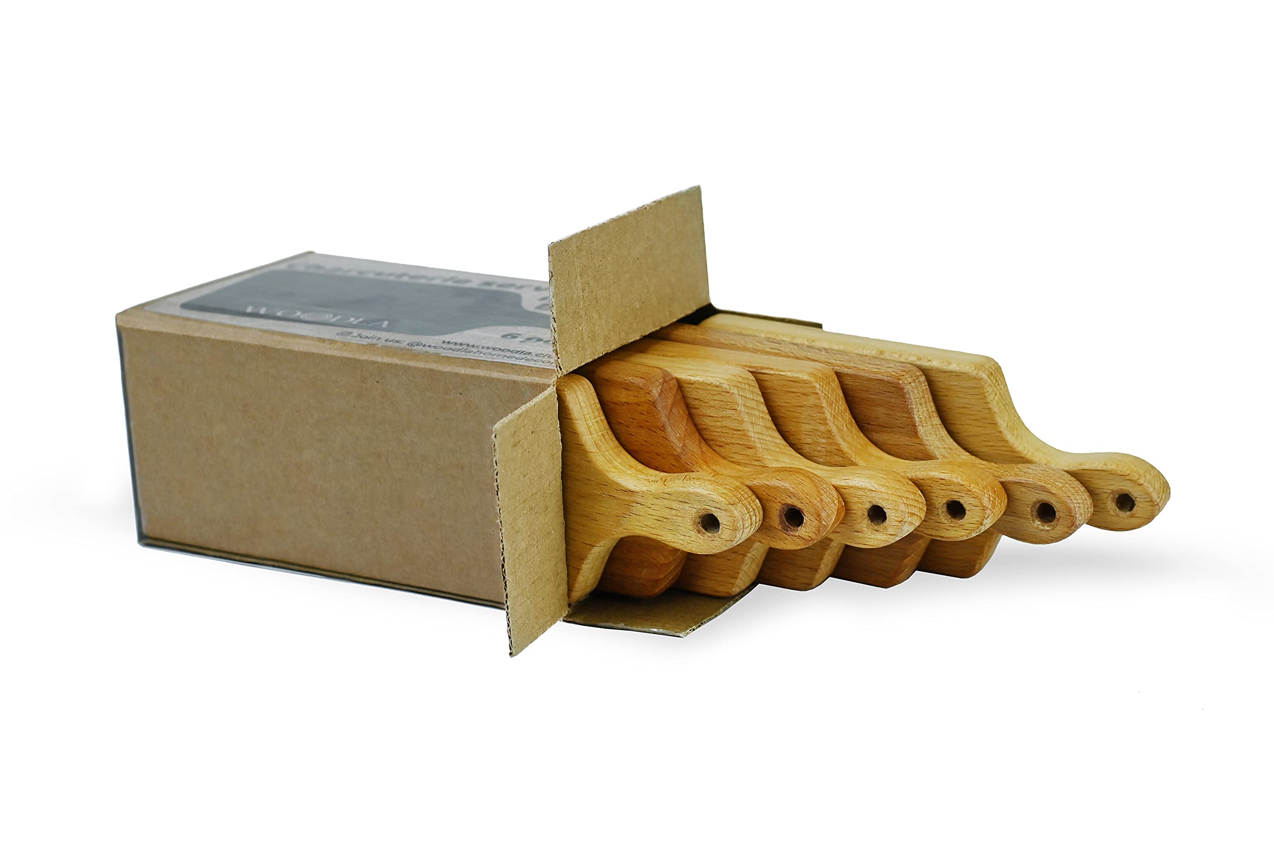 Woodla Mini Charcuterie Boards Cutting Board with Handle Set of 6 Pcs Beechwood, Bulk Pack