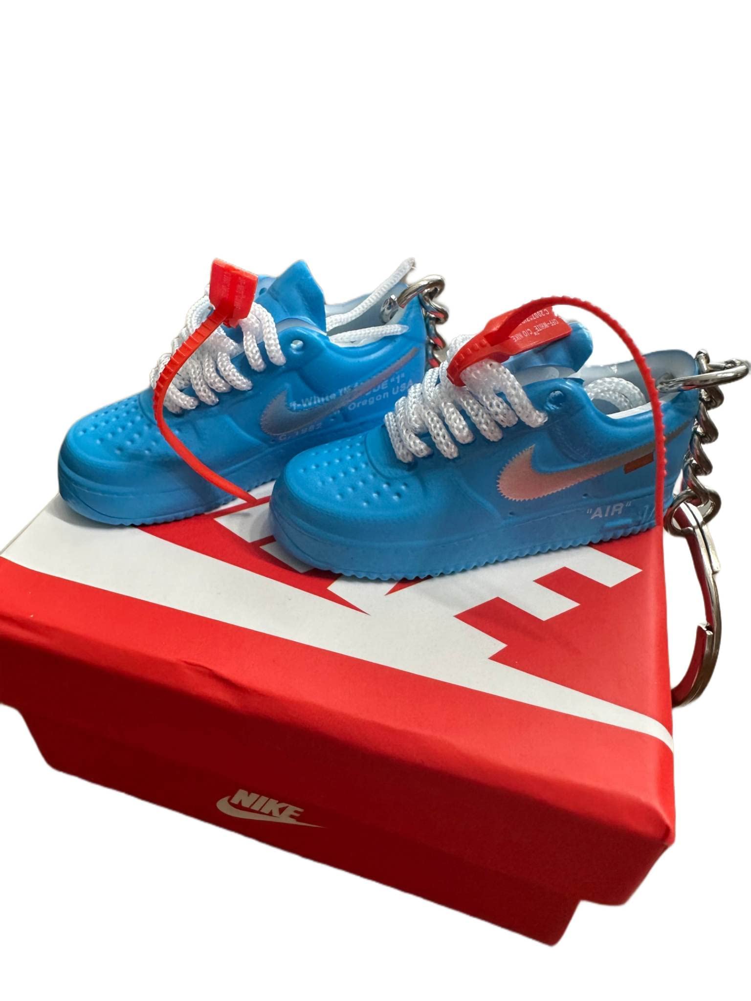 Mini Shoes Keychain Pair or Single With or Without The Box, Mini Kicks, Mini Sneaks, Blue AF1 Mini Kicks Shoes Keychains (Pair No Box)