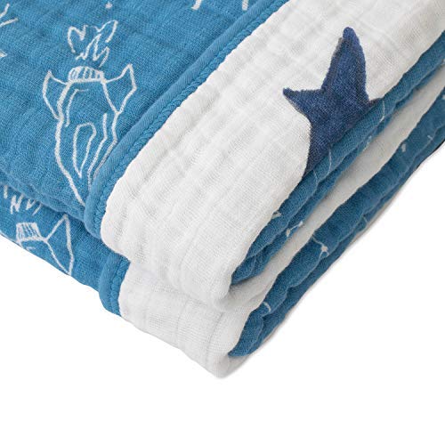 Red Rover Kids Cotton Muslin Quilt – 44” x 44”- 100% Cotton – Machine Washable – Softer with Every Wash – Playful Designs - Lightweight, Breathable Layers – Unisex (Sun Moon Stars)