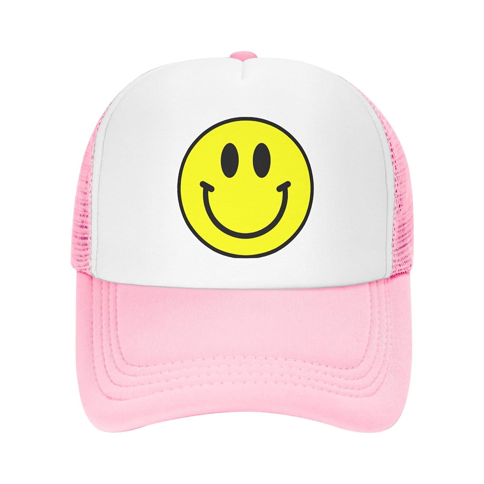 SeanAshby Yellow Logo Smile Adjustable Embroidered Mesh Baseball Hat Trucker Cap for Woman
