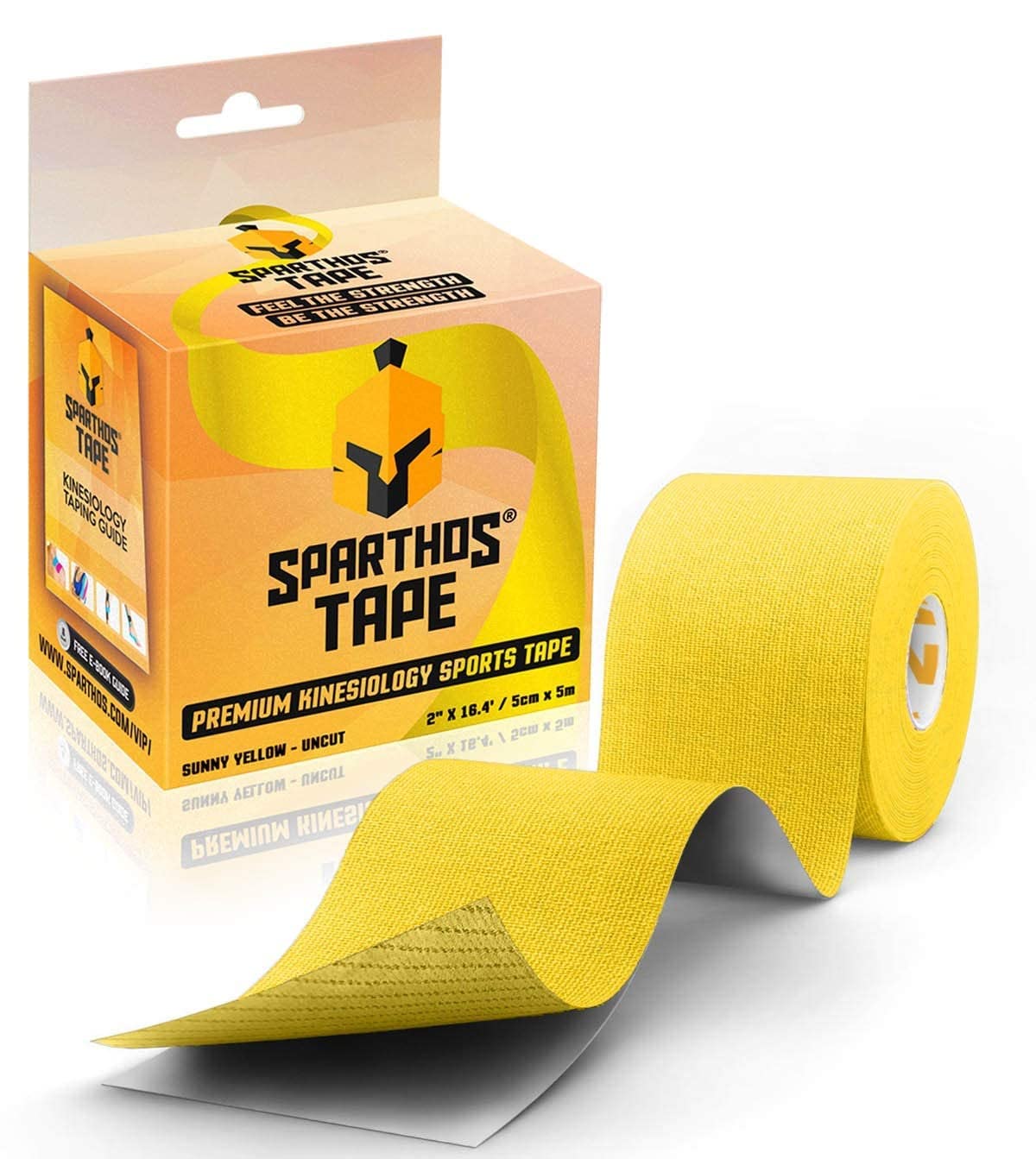 Sparthos Kinesiology Tape [Sunny Yellow - 16.4ft Uncut Roll] x Ice Packs for Injuries [Size Medium + Cover]