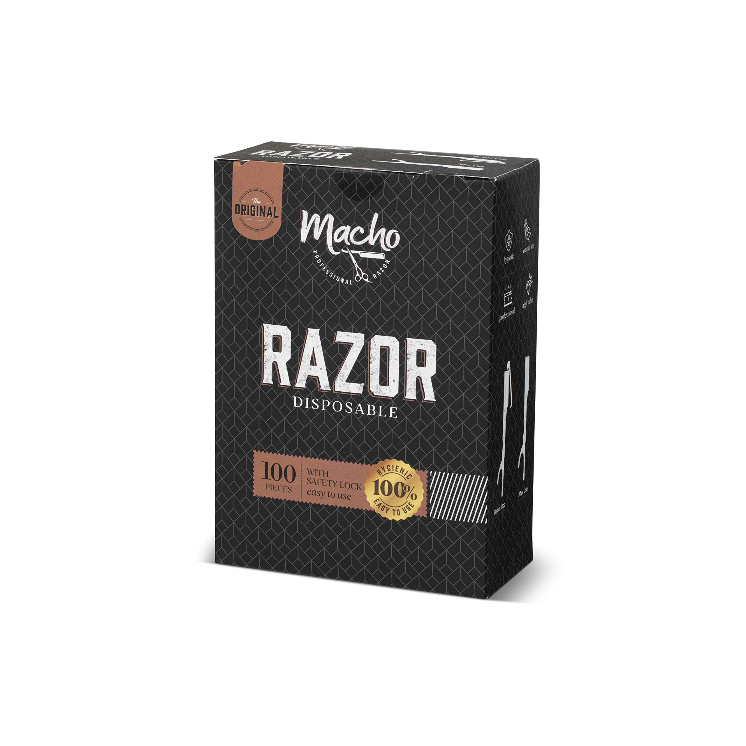 Professional Straight Razors for Men - 100 Disposable Straight Edge Razors Featuring Stainless Steel Blade w/Blade Guard - Essential Barber Accessories for Close Shaving and Grooming by Better Barber