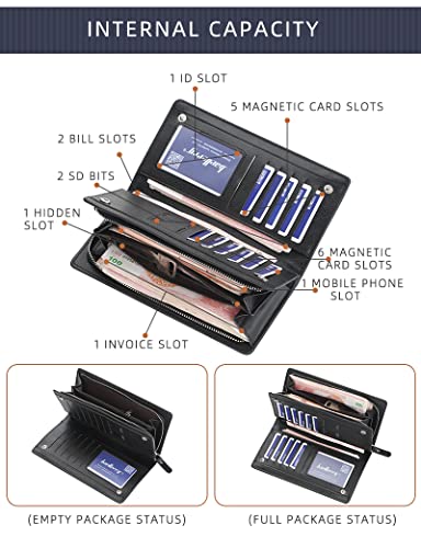 Men's Bifold Leather Zip Coin Handbag Multi Card Holder Purse Long Wallet Clutch