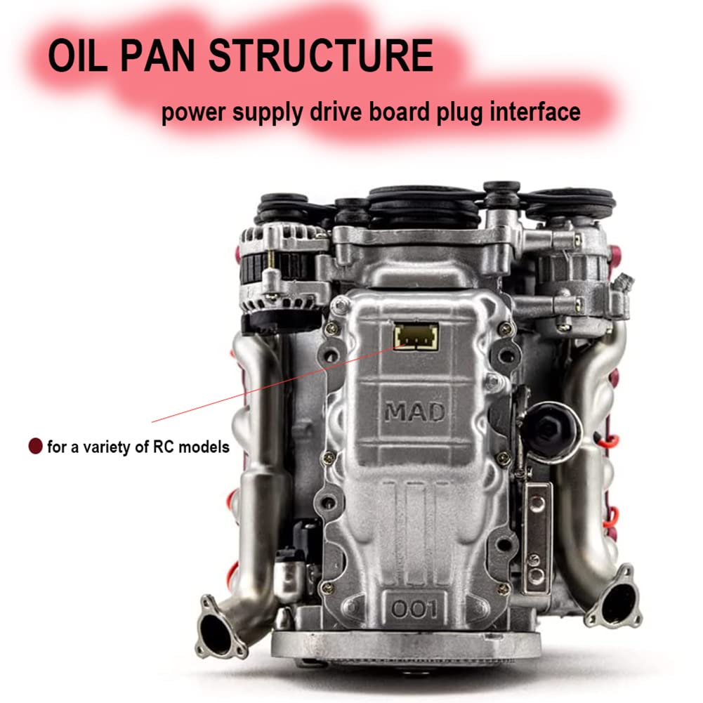 Mini V8 Engine Model Kit That Works Run, STEM Hobby Toy Building Kit for Kids & Adults with DIY Guide & Realistic Parts, for AX90104, SCX10, Capra, VS4-10 Pro/Ultra Model Car