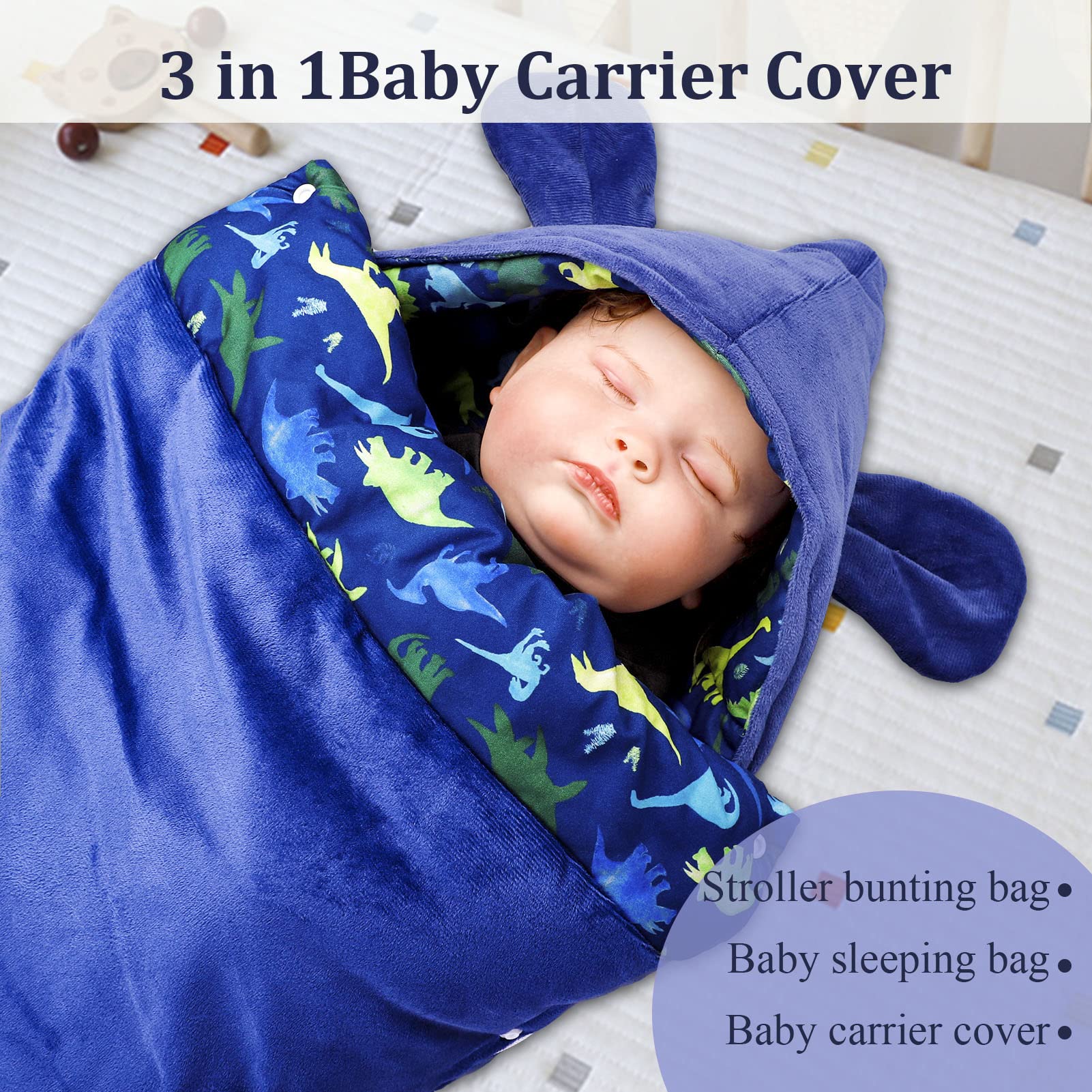 Winter Stroller Cover Baby Car Seat Cover Thicken Comfortable Stroller Bunting Bag Dinosaur
