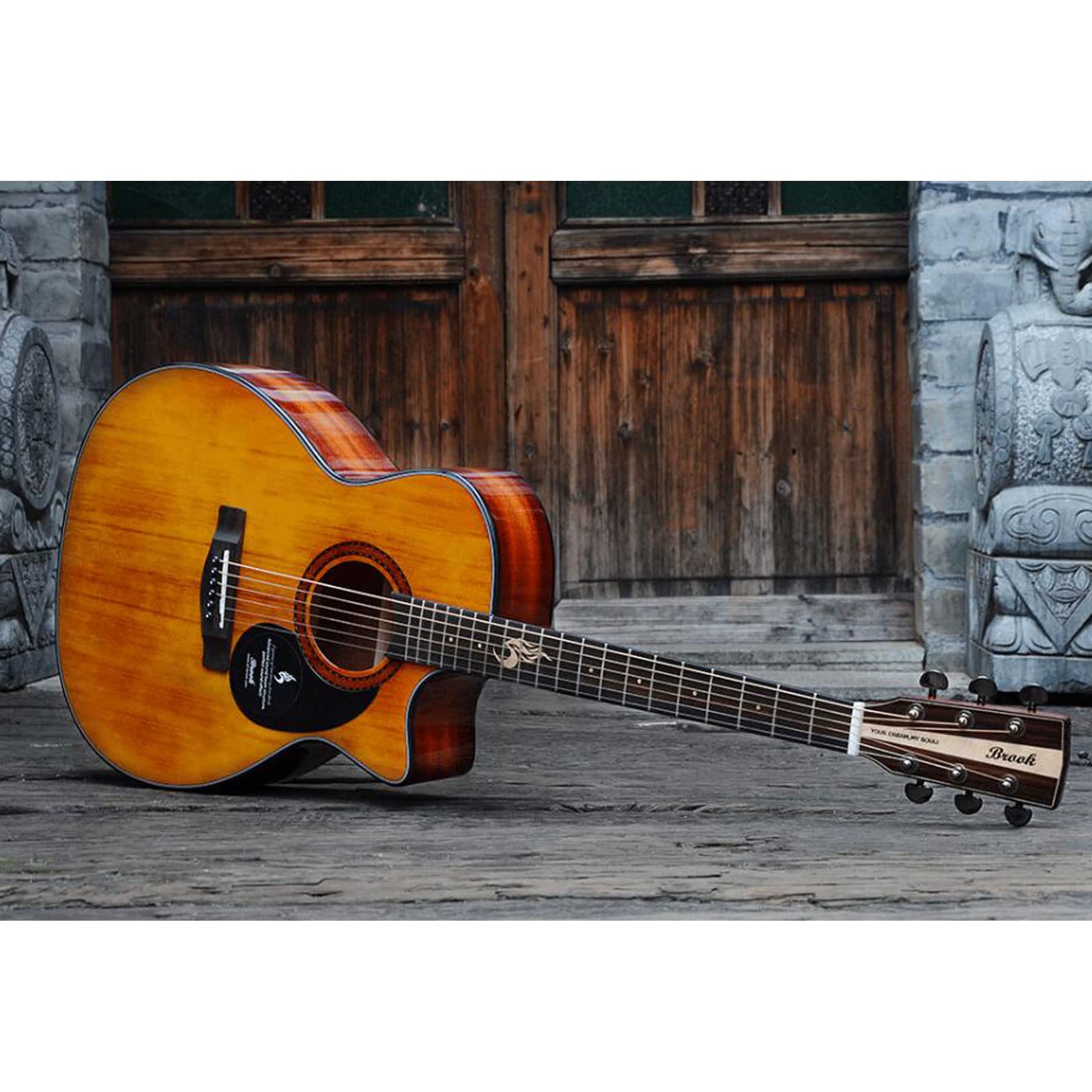 Topoworl 41 inch Acoustic Guitar Spruce Sapele Wood Guitar for Beginner Teens Adult with Guitar Strap Capo Pick Guard Plate S25G D Type Chamfer