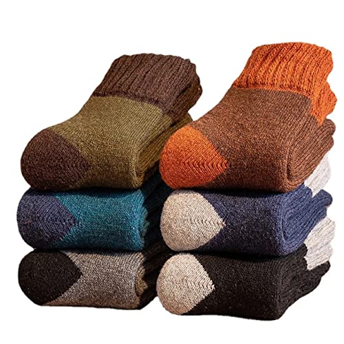 Socks Winter Socks Stitching Color Trend Men's Super Thick Solid Loop Warm Socks Wool Socks Cold Snow Socks Large Size