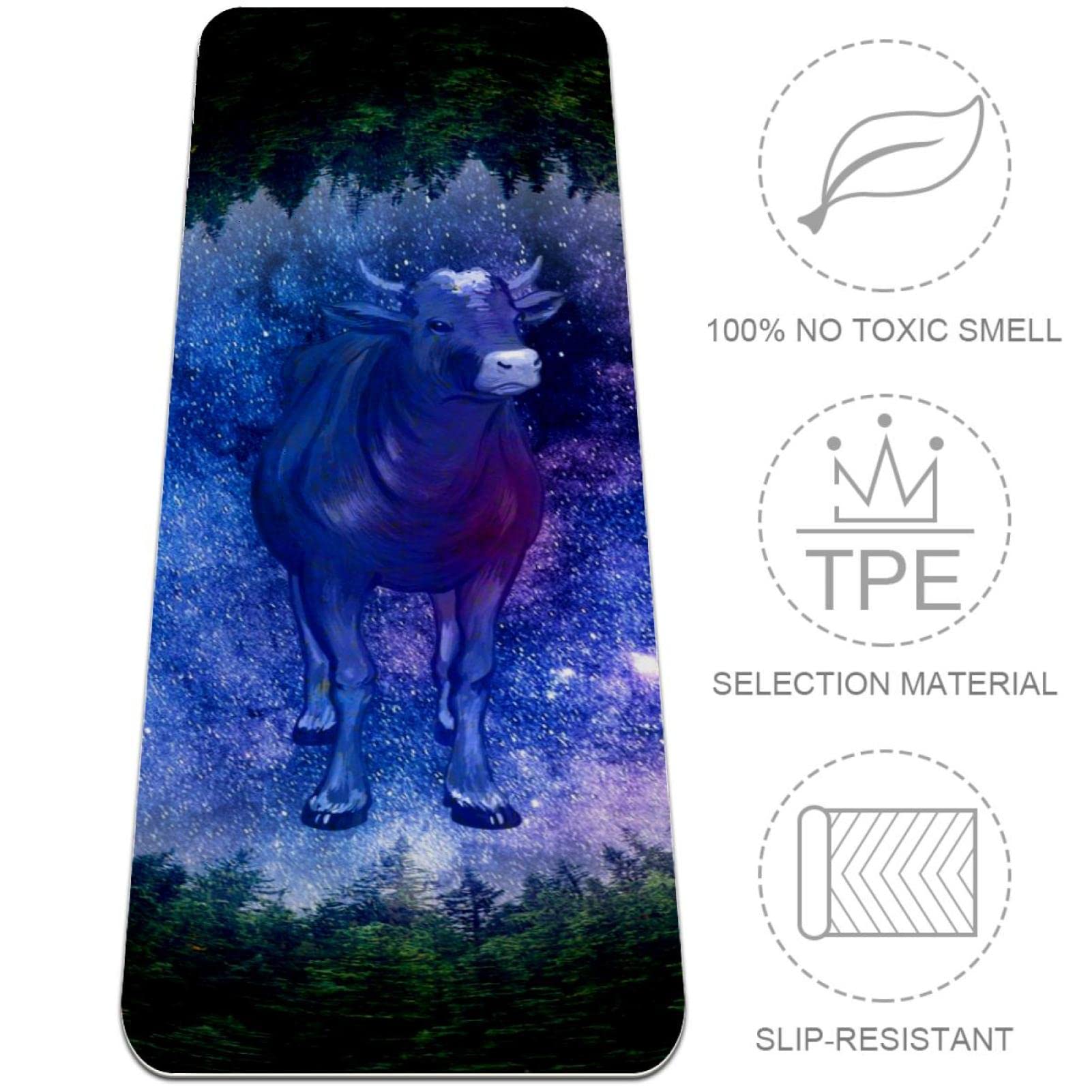 Yoga Mat, Yoga Mats for Home Workout, Workout Mat, Exercise Mats, Pilates Mat, Cow in Wonderland