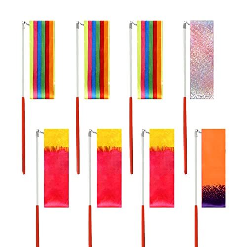 Pcs 6.6Ft Gymnastics Ribbon Rainbow Rhythmic Dance Ribbon Streamers Wands Rods for Artistic Dancing