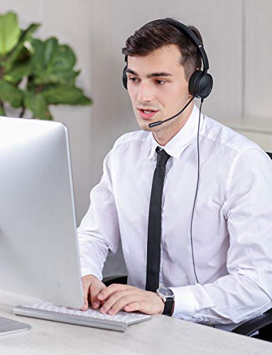 New bee Wireless Headset Bluetooth Headset with Noise Cancelling Microphone 20hrs Talk time & Mute Button for Work/PC/Office/Zoom/Skype (Include USB Dongle) (H360-black)