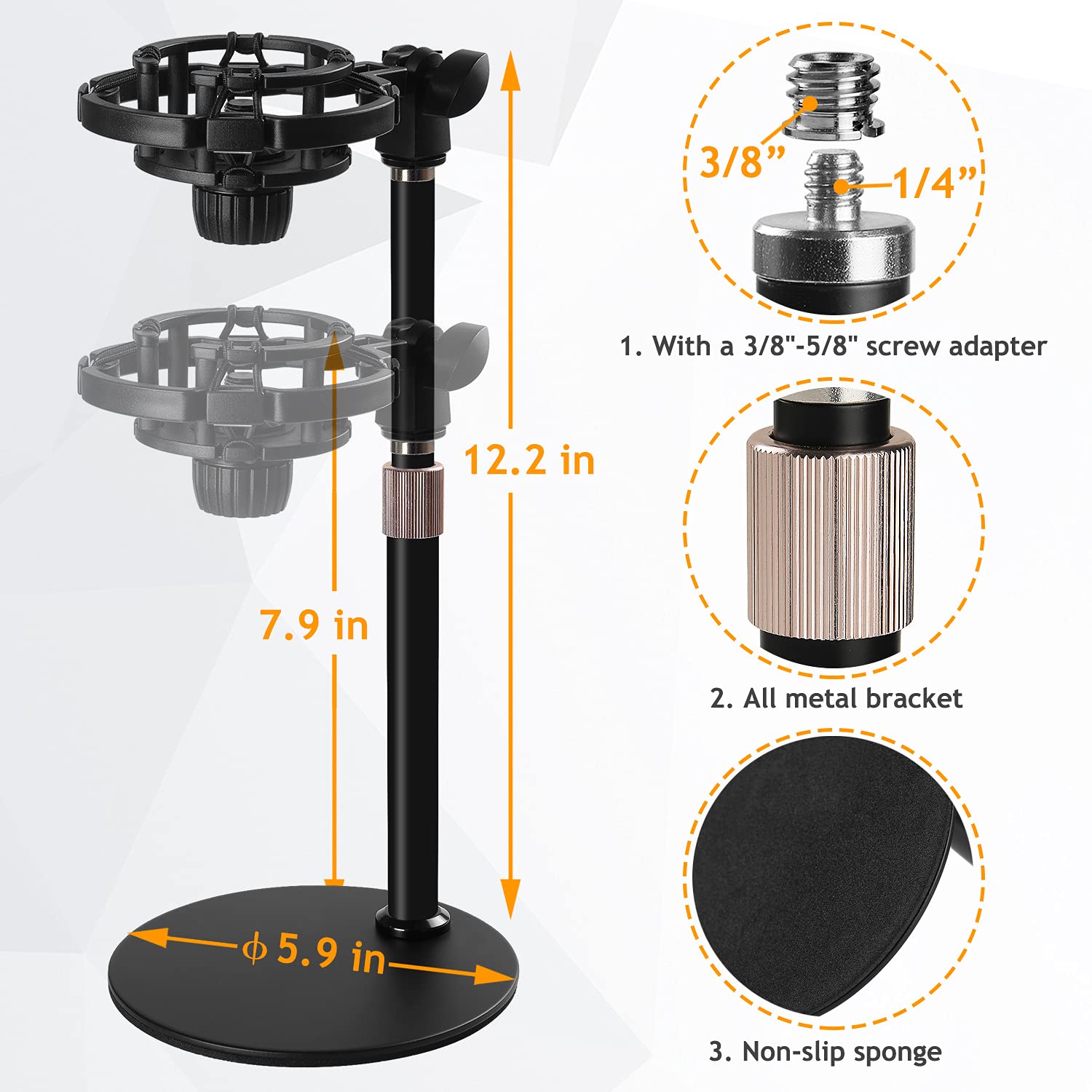 Razer Seiren X Desktop Microphone Stand with Shock Mount, Foam Windscreen, Adjustable Mic Stand with Pop Filter Shockmount Reduces Vibration Noise for Razer Seiren X USB Streaming Microphone Frgyee