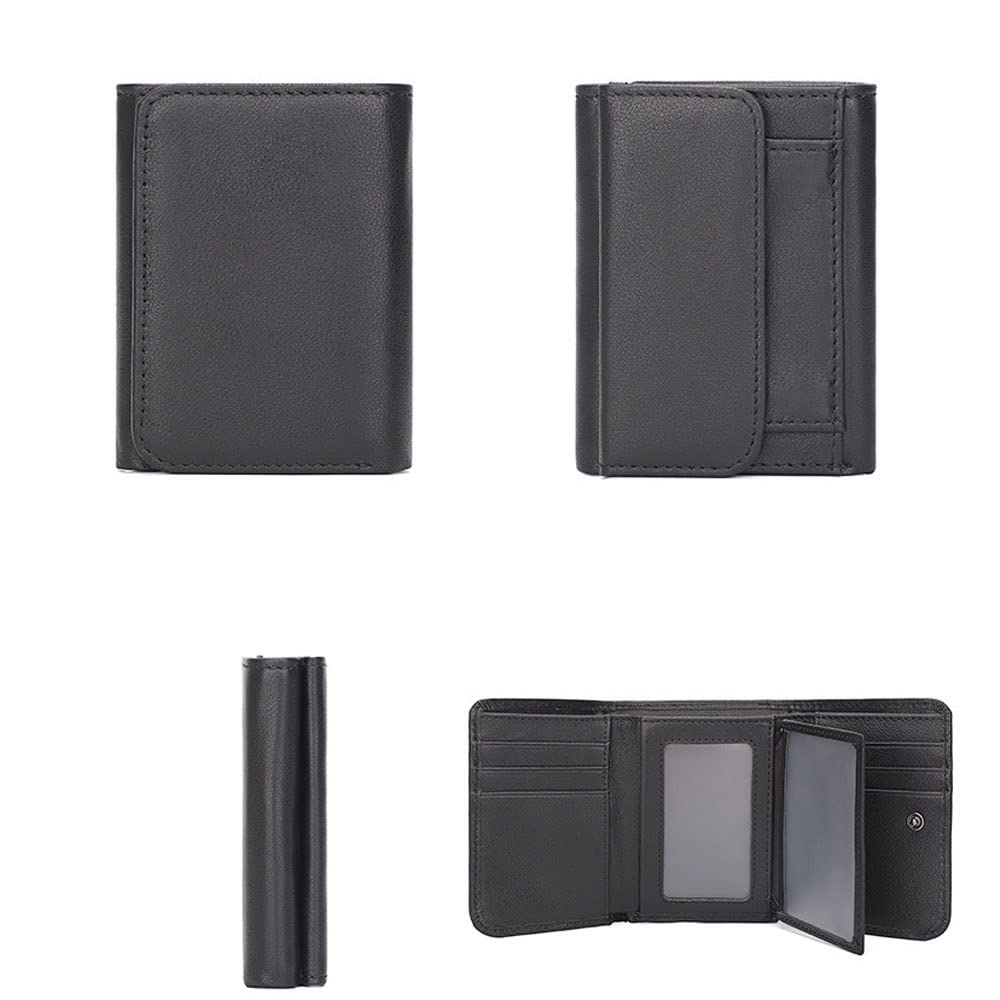 XIXIDIAN Fashion Men's Coin Purse Wallet RFID Blocking Man Leather Wallet,Genuine Leather Slim Trifold with ID Window (Color : Black, Size : 11 * 8CM)