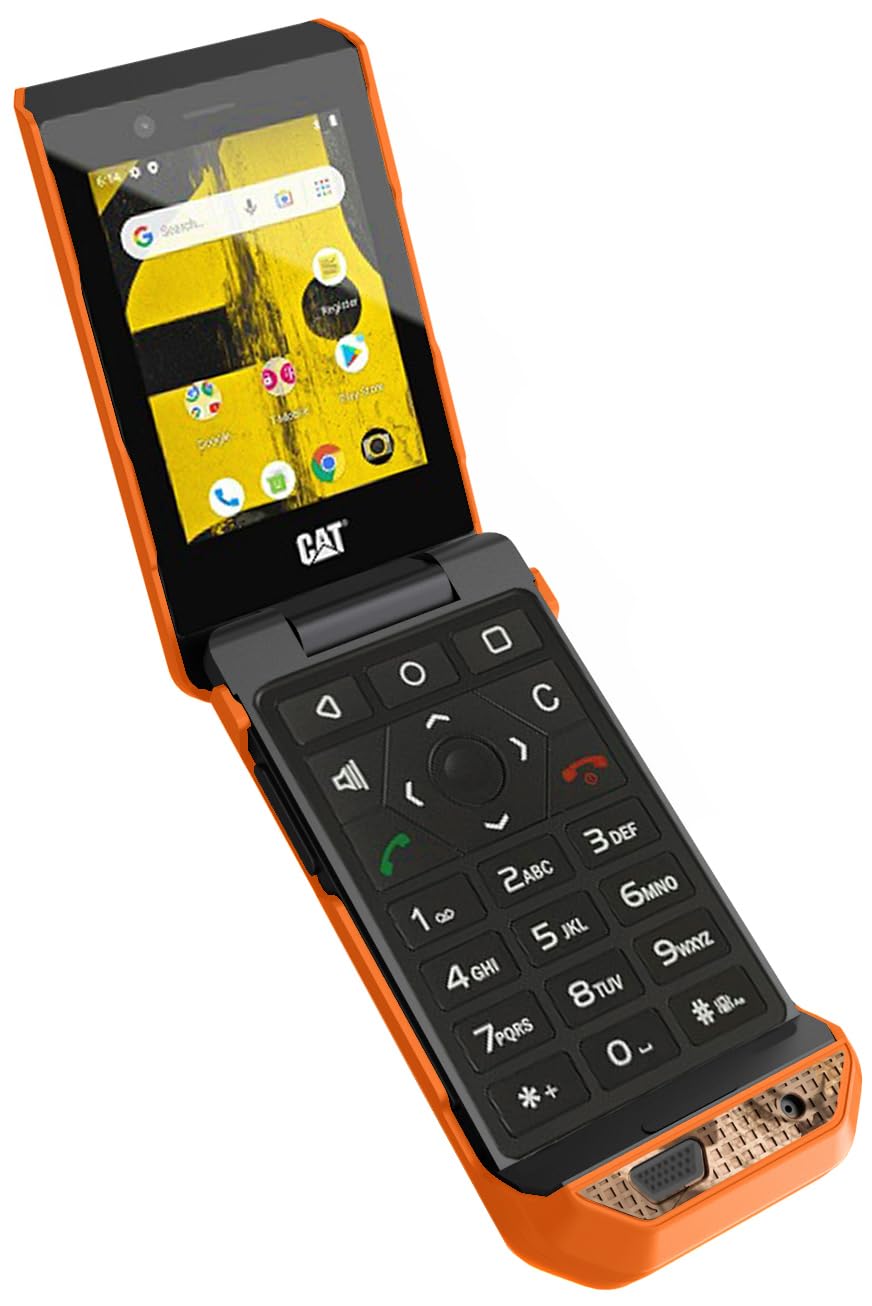 Nakedcellphone Case for CAT S22 Flip Phone, [Hunter Camouflage] Slim Hard Shell Protector Cover - Orange Camo