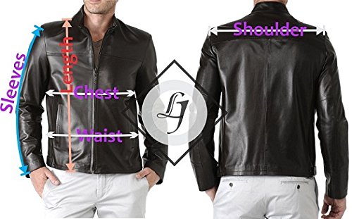 Men's New Black Genuine Cow-Hide Leather Stylish Motorcycle Jacket C214 XL Black