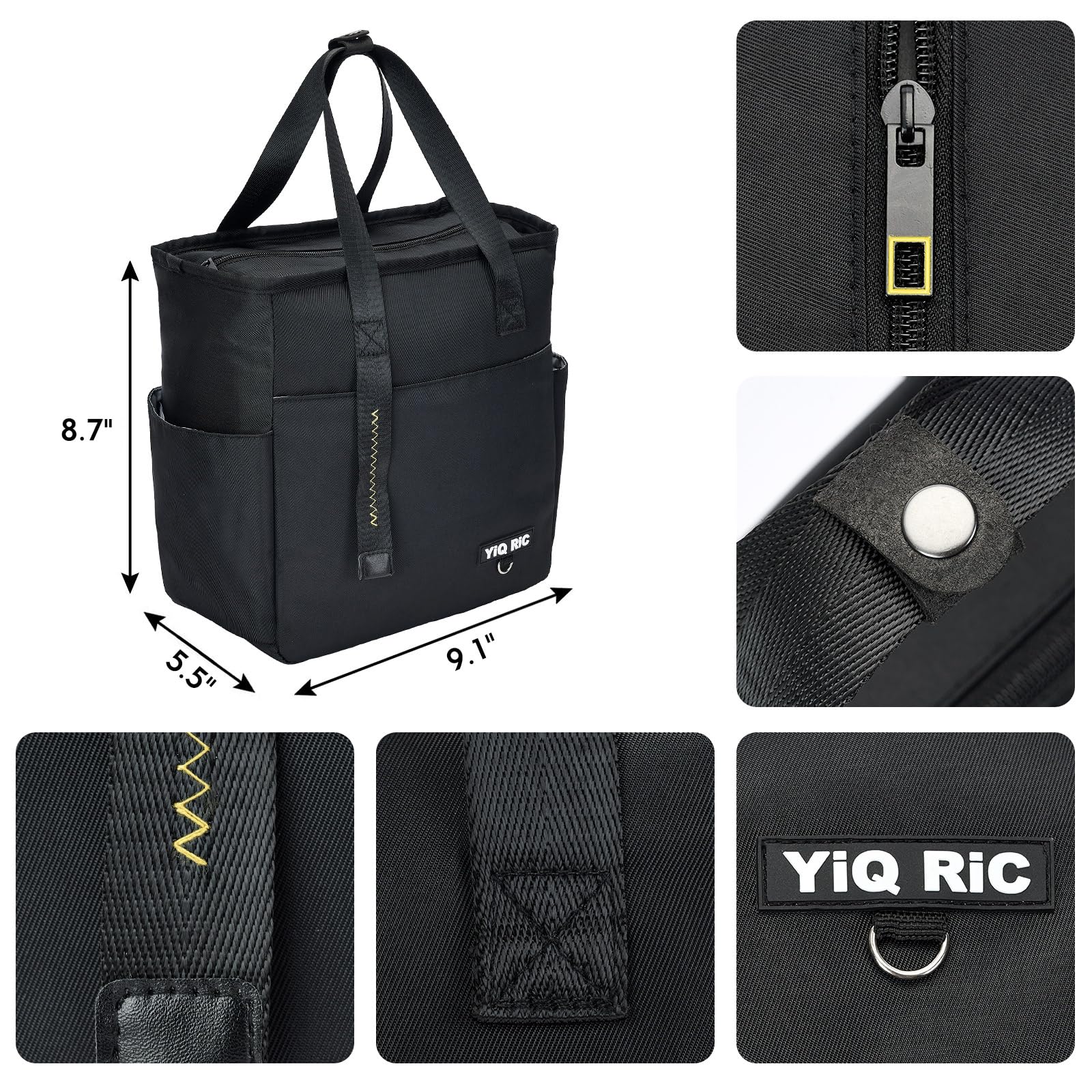 Lunch Box for Women/Men - Large/Small Insulated Leak Proof Lunch Bag for work Reusable Lunch Tote Bag S Black