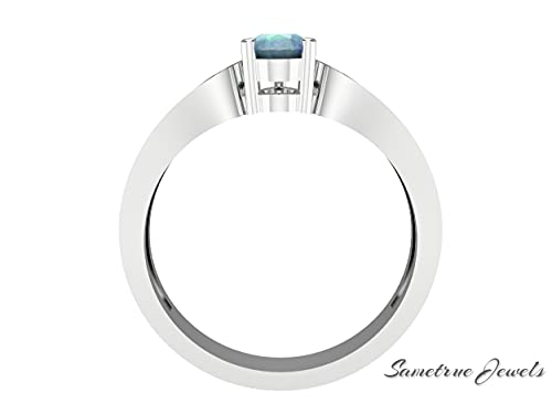 Sametrue Jewels 14K Solid Gold Opal Ring, October Birthstone Ring, Dainty Minimalist Stackable Ring, Pear Cut Natural Gemstone, Best Handmade (sterling-silver, 3)