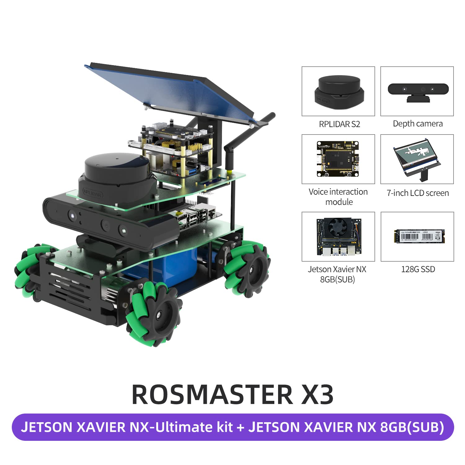 Yahboom ROS Robotic Kit Voice Interactive Control ORBSLAM2+Octomap Mapping for Jetson Nano Xavier NX（Xavier NX Ultimate Ver-with Jetson Xavier NX）