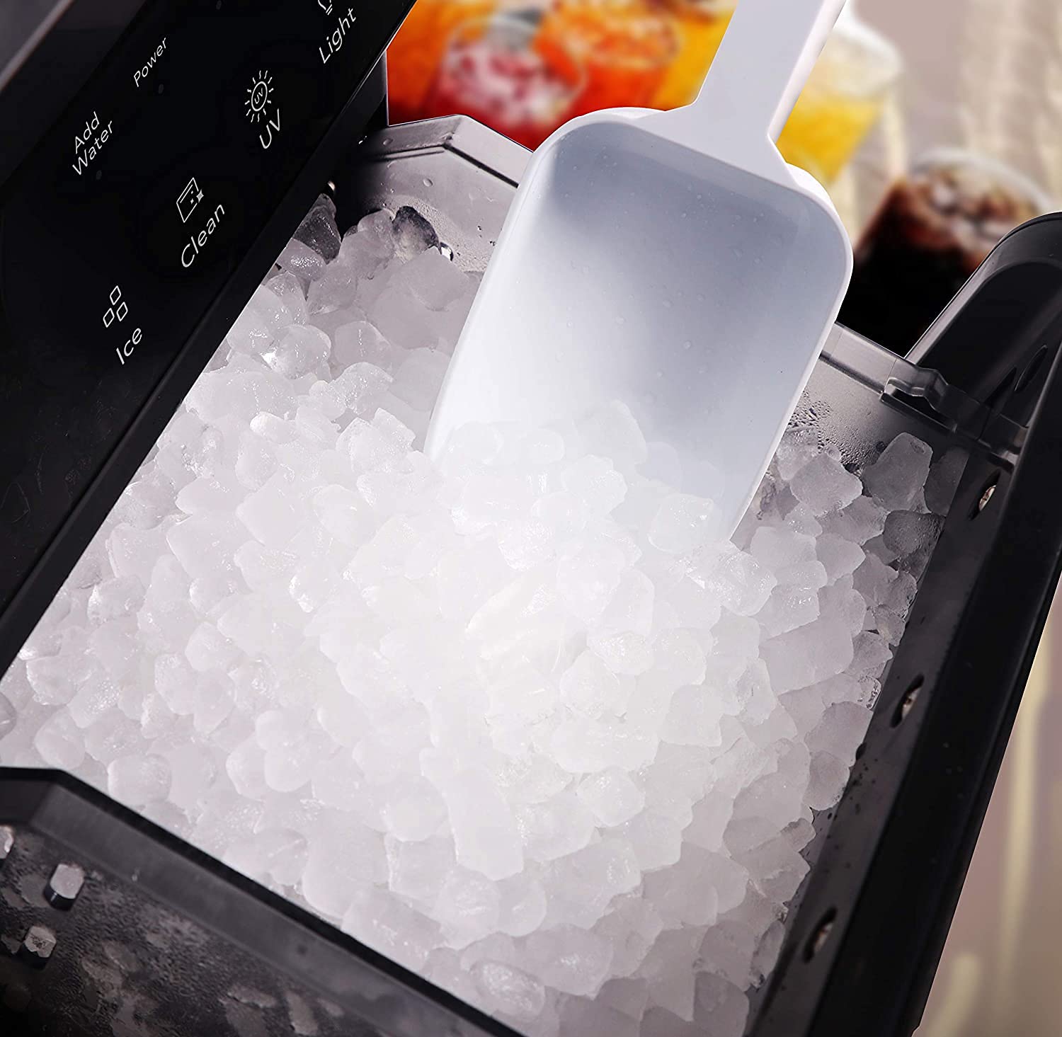 Watoor Countertop Chewable Nugget Ice Maker Auto Self-Cleaning with a Ice Scoop 44lbs Per Day