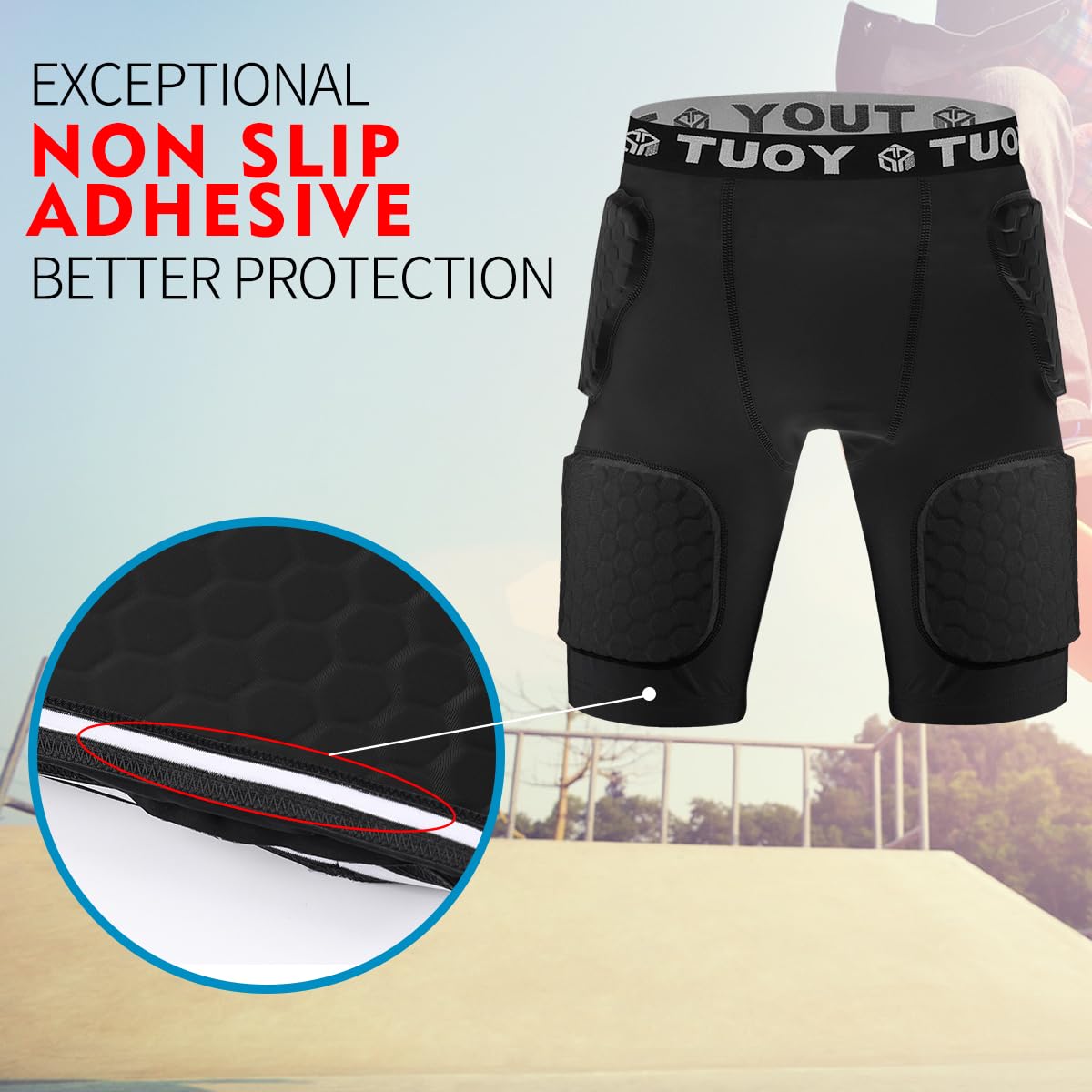 Men's Padded Football Girdle Compression 5-Pads Integrated Football Pads with Hip Tail Thigh Protector for Football Baseball
