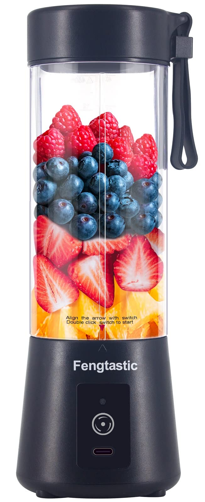 Portable Blender for Shakes and Smoothies, 13.5 Oz Personal Blender USB Rechargeable Small Smoothie Blender (Black)