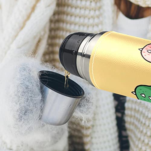 Stainless Steel Leather Vacuum Insulated Mug Dinosaur Thermos Water Bottle for Hot and Cold Drinks Kids Adults 16 Oz