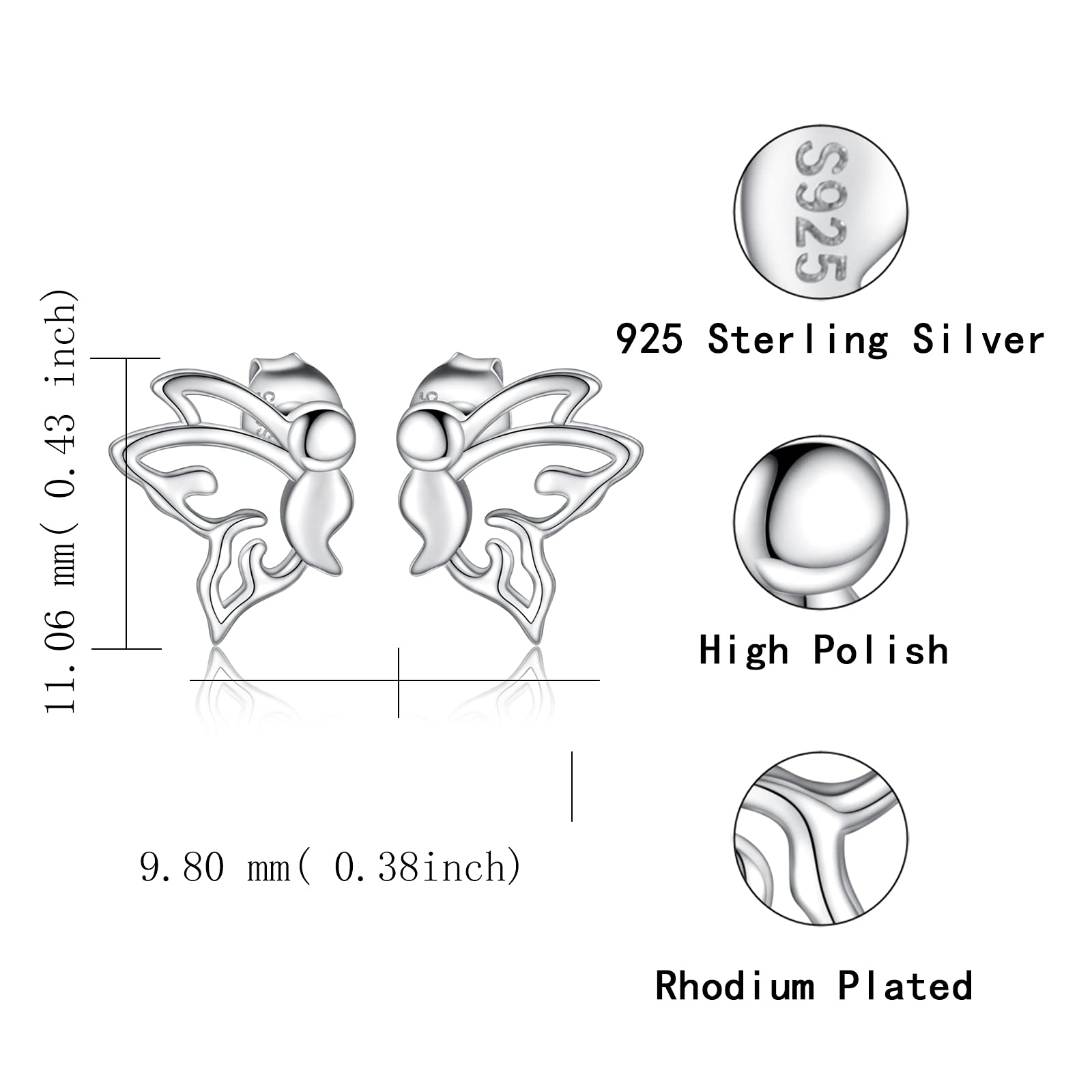 Semicolon Butterfly Earrings Sterling Silver - My Story Isn't Over Yet Struggle Depression Inspiring Jewelry Gift for Women