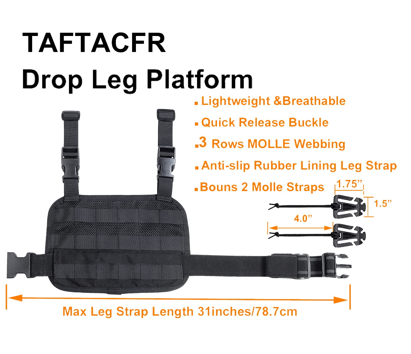 TAFTACFR Tactical Heavy Duty Mesh MOLLE Drop Leg Platform Universal Drop Leg Panel with Adjustable Belt & Thigh Straps (Coyote Brown)