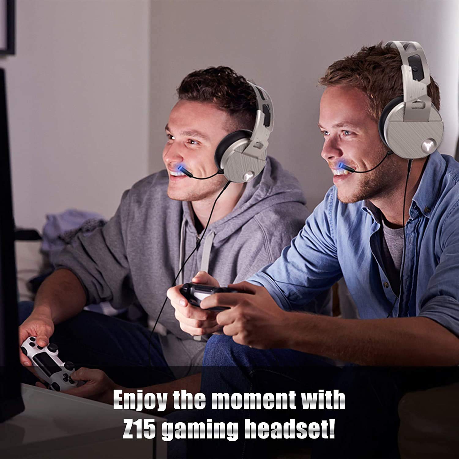 QcoQce Gaming Headset-3D Surround Sound Headphones, Adjustable Noise Cancelling Mic, LED Light, Xbox One Headset with Aluminum Frame for Nintendo Switch, PC, Mac