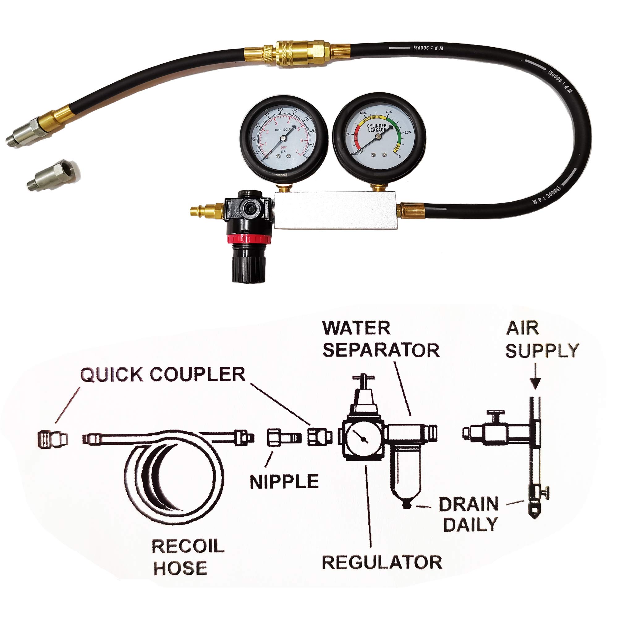 New Leak Down Tester Tu-21 Engine Cylinder Leak Tester Leakage Detector Engine Compression Tester Gauges Set