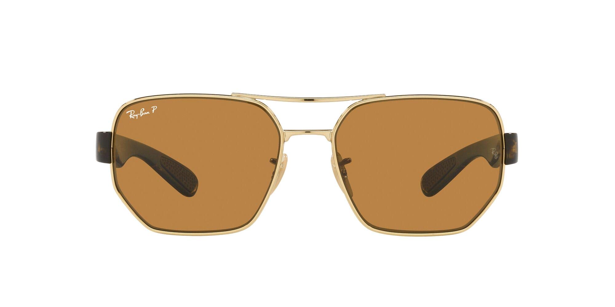 Ray-Ban RB3672 Rectangular Sunglasses, Black/Dark Blue, 60 mm