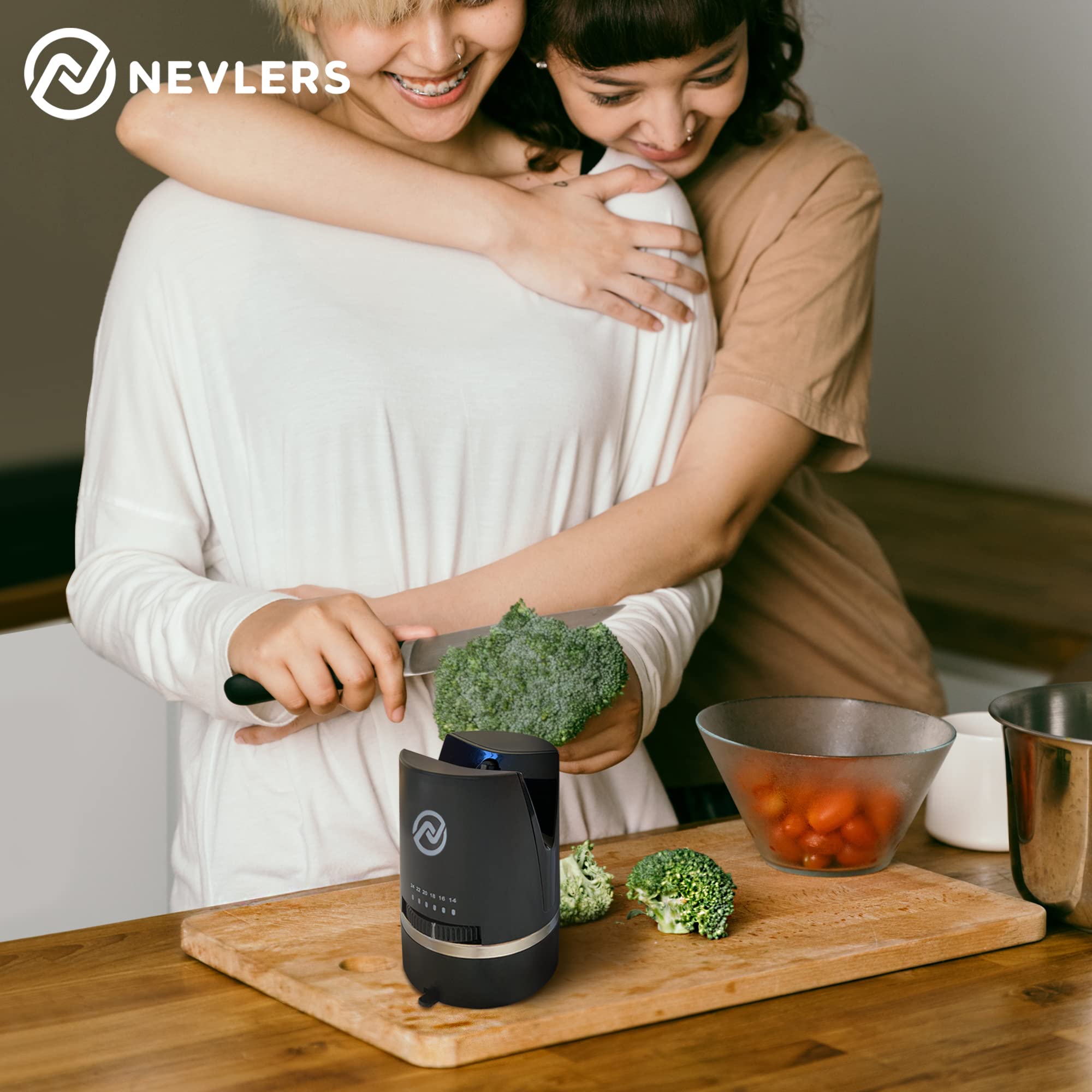 Nevlers Adjustable Angle Manual Kitchen Knife Sharpener with Suction Base - These Sharpeners Prep, Repair, Sharpen, & Polish Most Knives in One Easy Step - Mini Brush for Quick & Easy Clean Up - Red