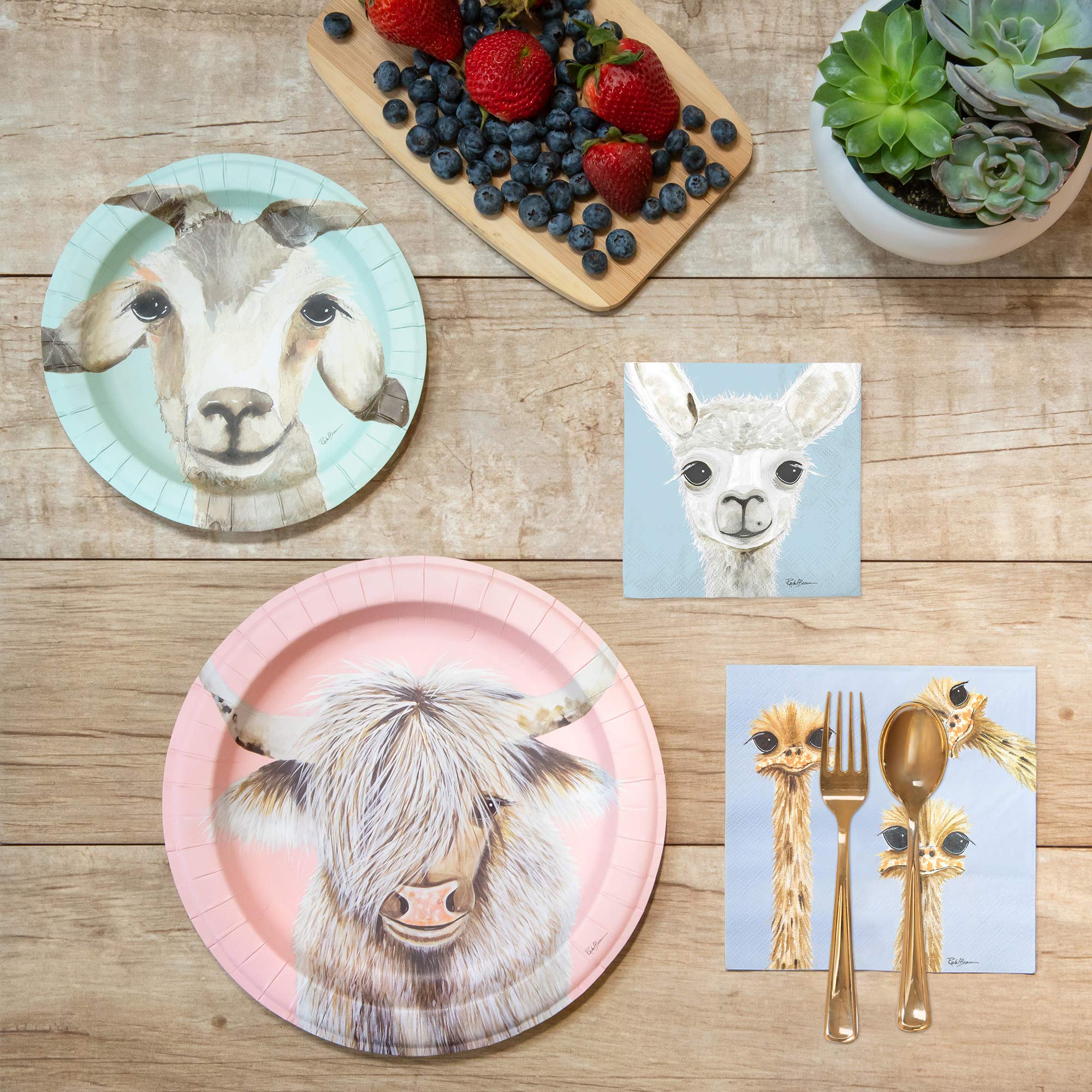 Paper Dessert Plates by Studio Oh! - Farm Animals - Pack of 16 Durable Weight & Microwave-Safe Plates with Full-Color Art - for Everyday & All Occasions