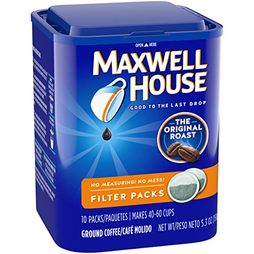Maxwell House Original Medium Roast Ground Coffee Filter Packs (40 Filter Packs, 4 Packs of 10)