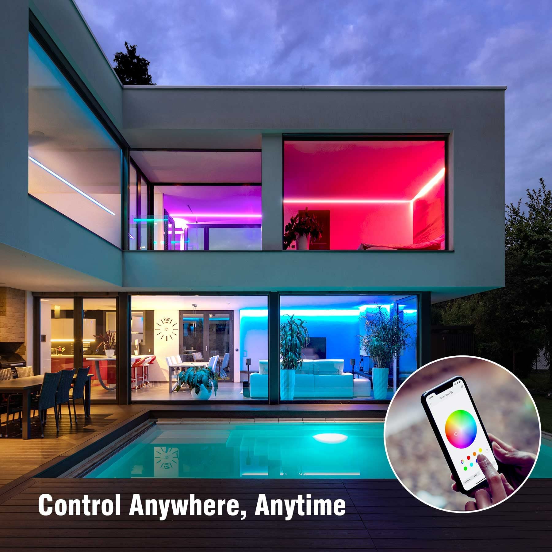 Sengled Smart Bluetooth Mesh LED Multicolor Light Strip, 10M (32.8ft), Works with Amazon Echo and Alexa, High Brightness with 16 Million Colors, RGBW, 450 Lumens/Meter (B1G-G8EY)