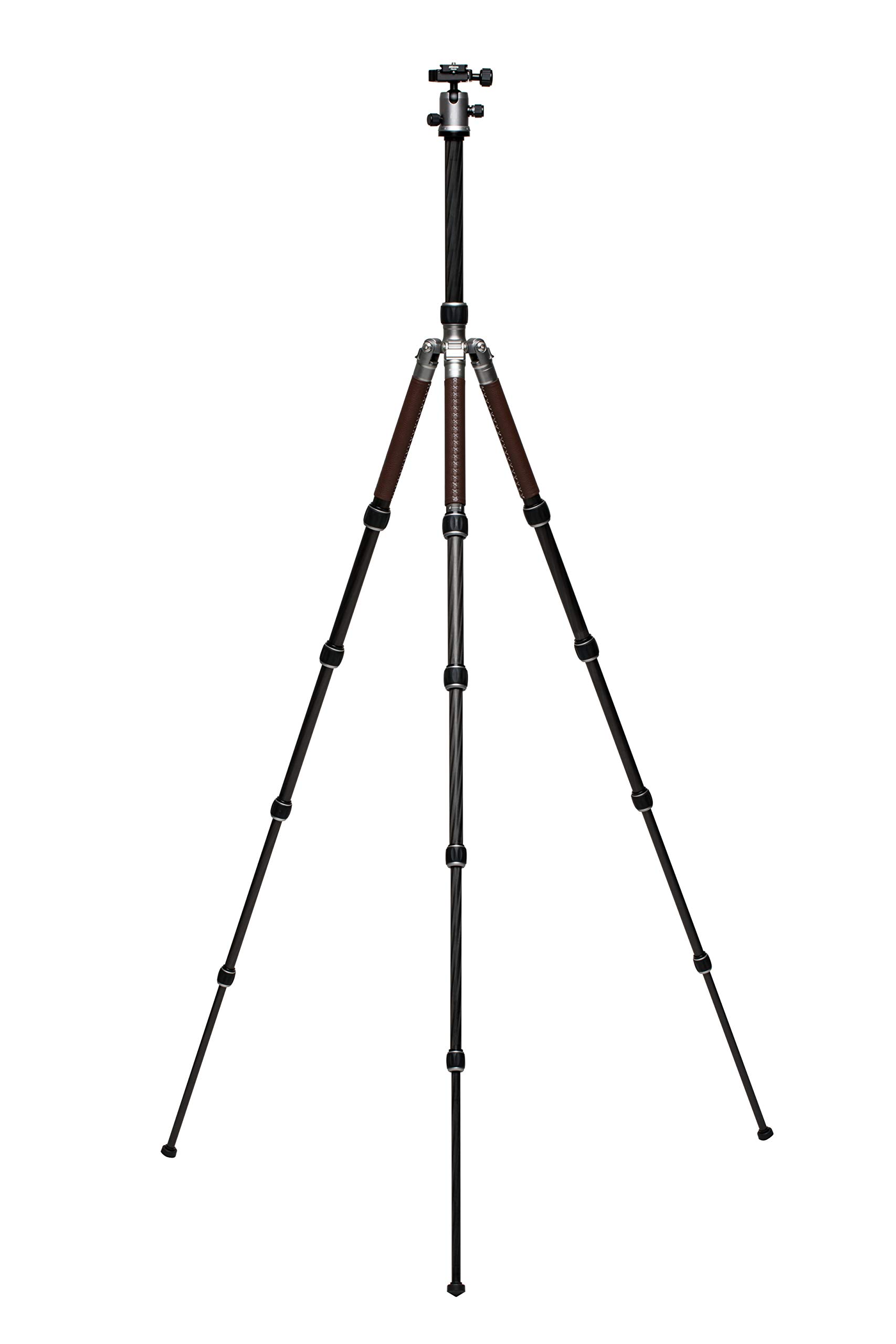 MeFoto RoadTrip Classic CF Leather Edition Lightweight 61.6" Carbon Fiber Tripod/Monopod, w/Case, Twist Locks, Dual Action Ballhead w/Arca Swiss Plate - Titanium (C1350Q1TL)