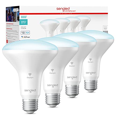 Sengled Smart Light Bulbs, WiFi Bulb, BR30 LED Smart Bulb Dimmable, Smart Flood Light, Smart Bulbs That Work with Alexa and Google, 5000K 65W 650LM, 2.4GHz WiFi Only Support, No Hub Required-4 Pack