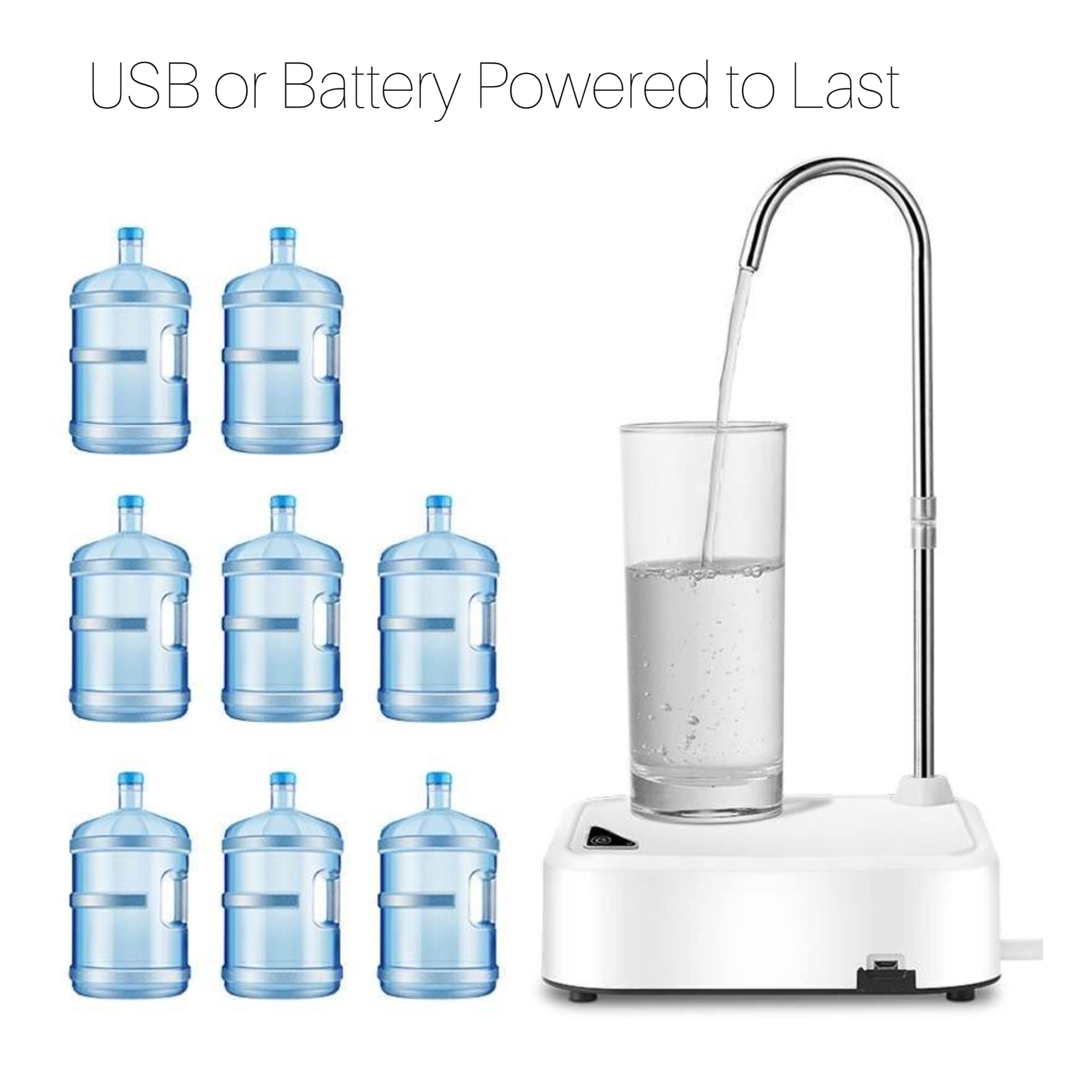 MAVNEK Intelligent & Portable Desktop Water Bottle Dispenser, Battery Powered Automatic Drinking Water Bottle Pump for 5 Gallon Universal, USB Rechargeable Electric Water Dispenser for Home Office