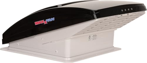MAXXAIR Maxxfan Deluxe Vent, Fan and Vent Cover All in One - Powerful 4-Speed Reversible Fan with Thermostat, Built-in Rain Cover, Exhuast Air Only, Fits 14"x14" Roof Openings, Smoke (00-06401K)