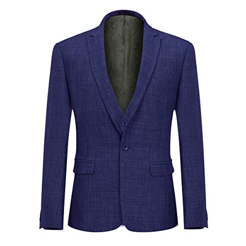 Mens 3 Piece Linen Suit Set Blazer Jacket Tux Vest Suit Pants Navy