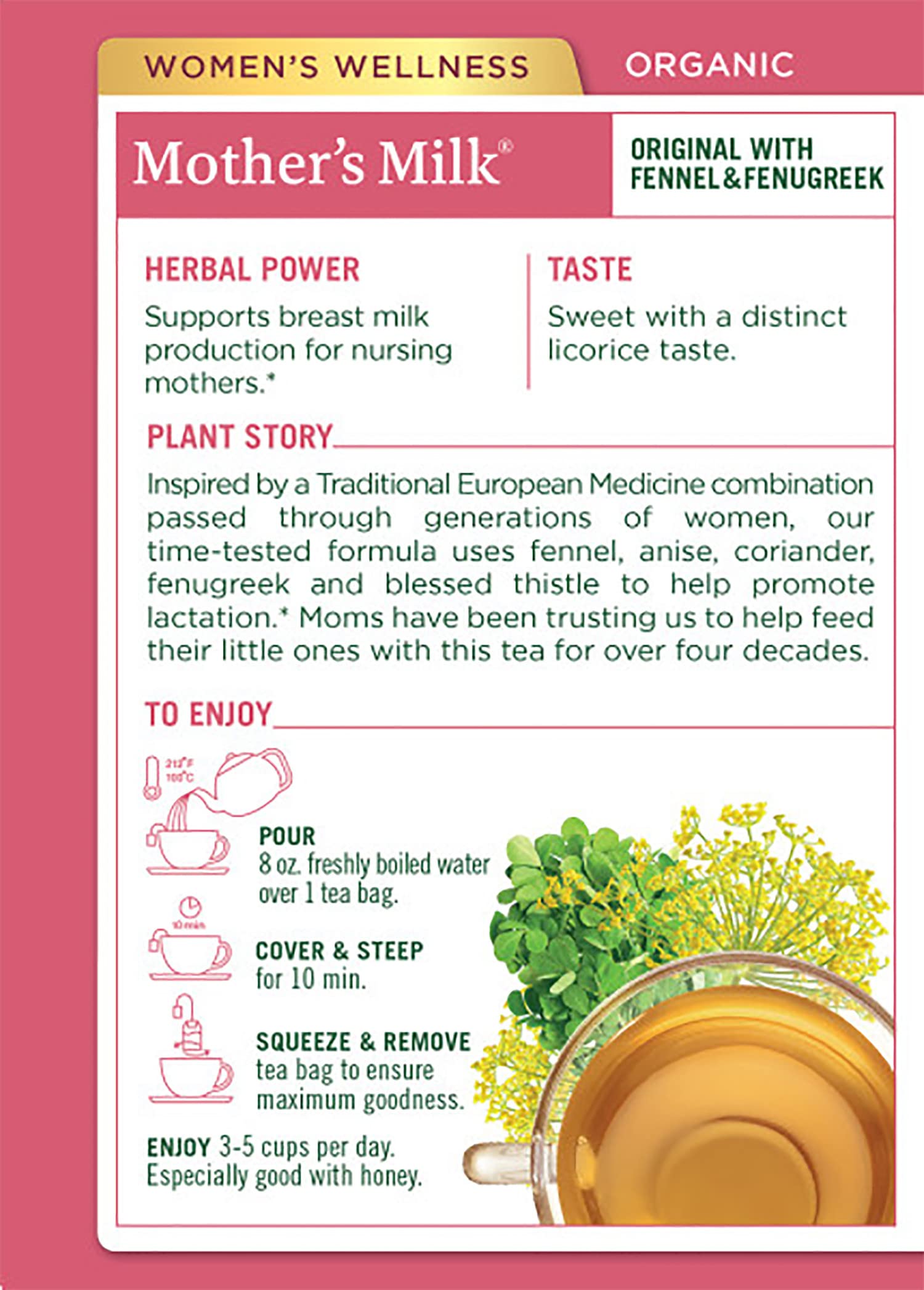 Traditional Medicinals Mother's Milk, Women's Tea, Organic, 16 CT (Pack - 3)