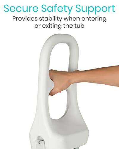Vive Bathtub Rail - Bathroom Tub Safety Rail Heavy Duty for Seniors, Elderly, Handicap and Disabled - Clamp Railing Bath Support - Adjustable Shower Hand Grip - Handle Assist Grab Bar - Fits Most Tubs